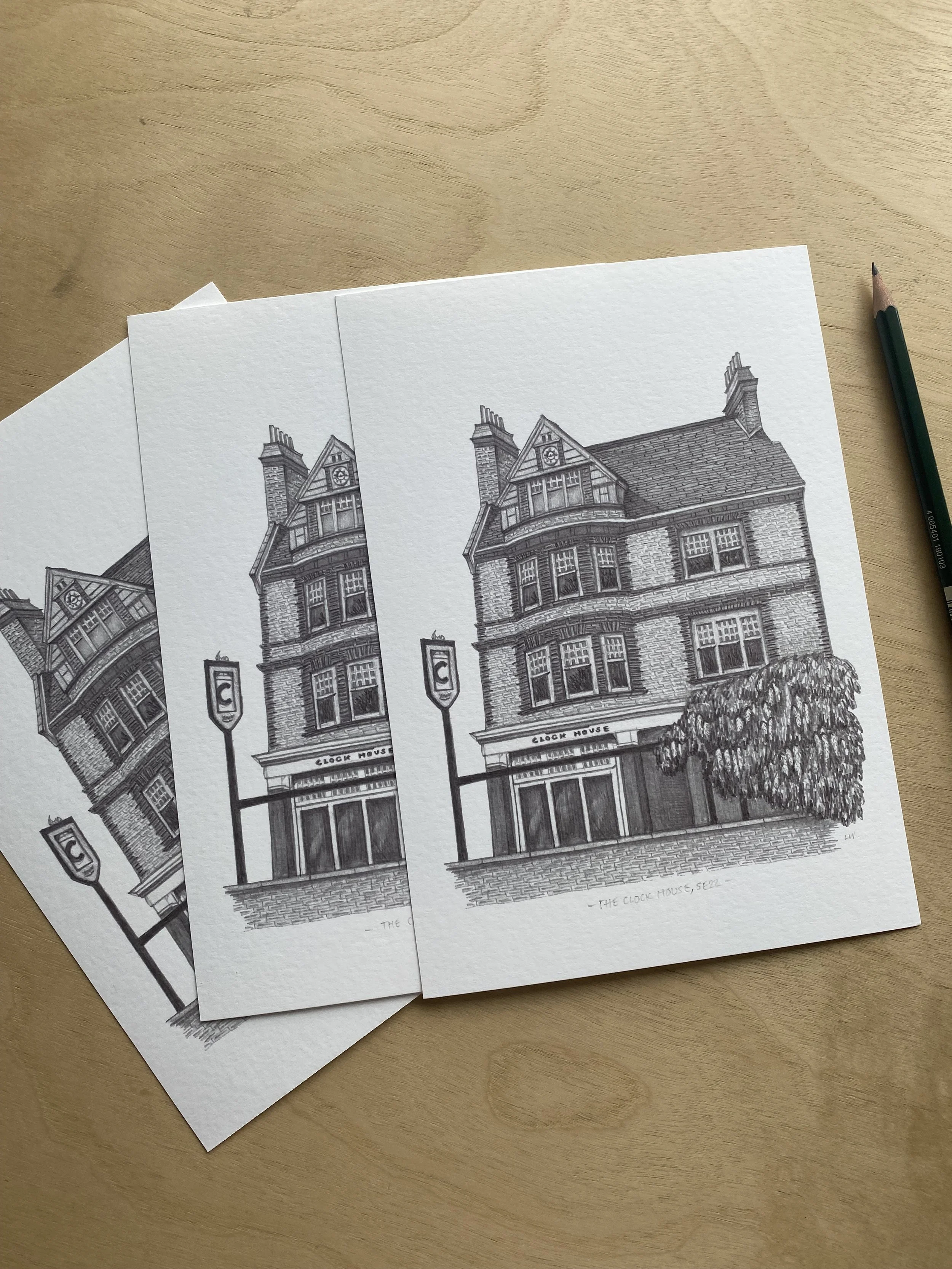 Clock House Pub Print - SE22 — Lydia Wood Drawings