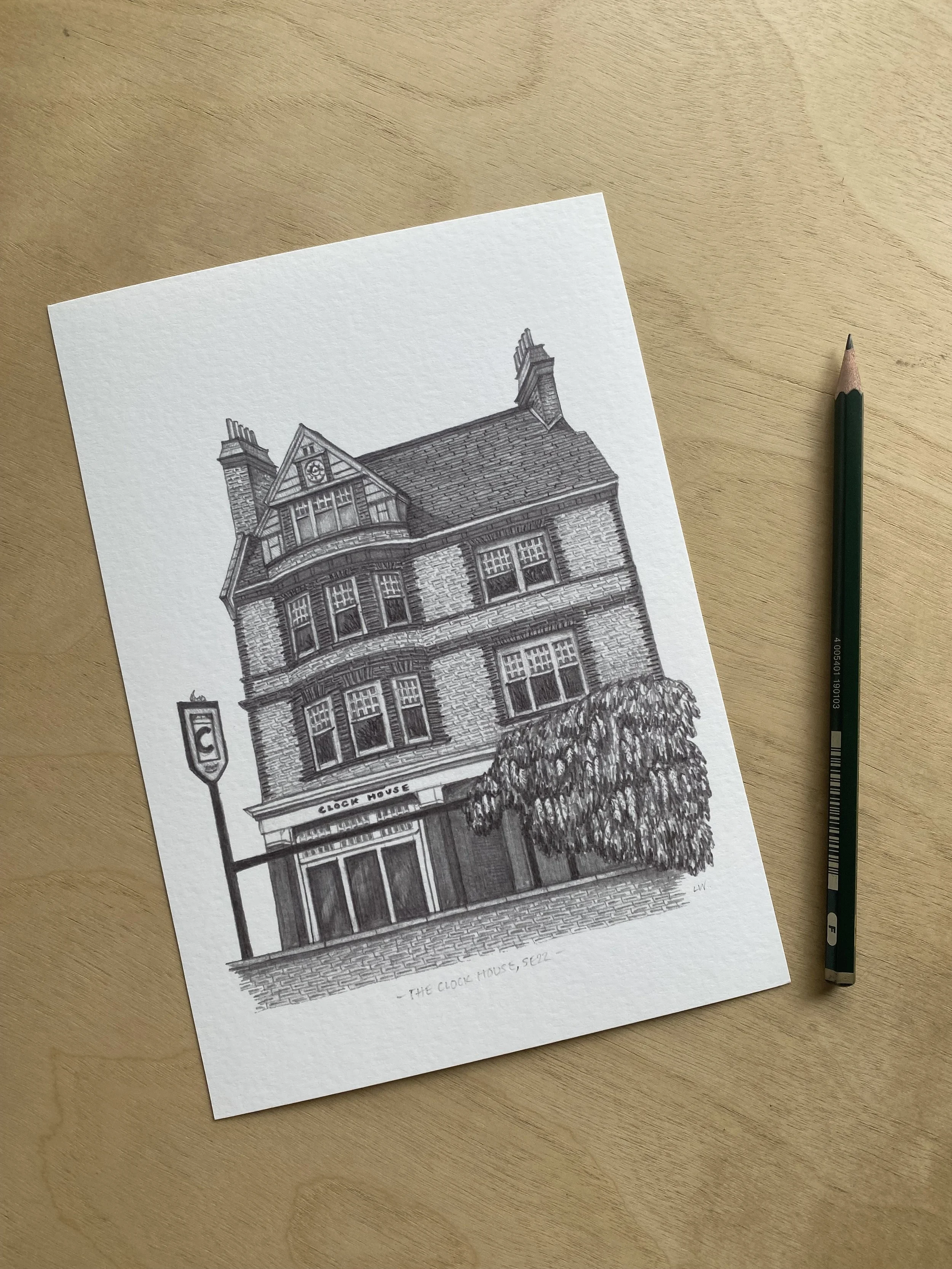 Clock House Pub Print - SE22 — Lydia Wood Drawings