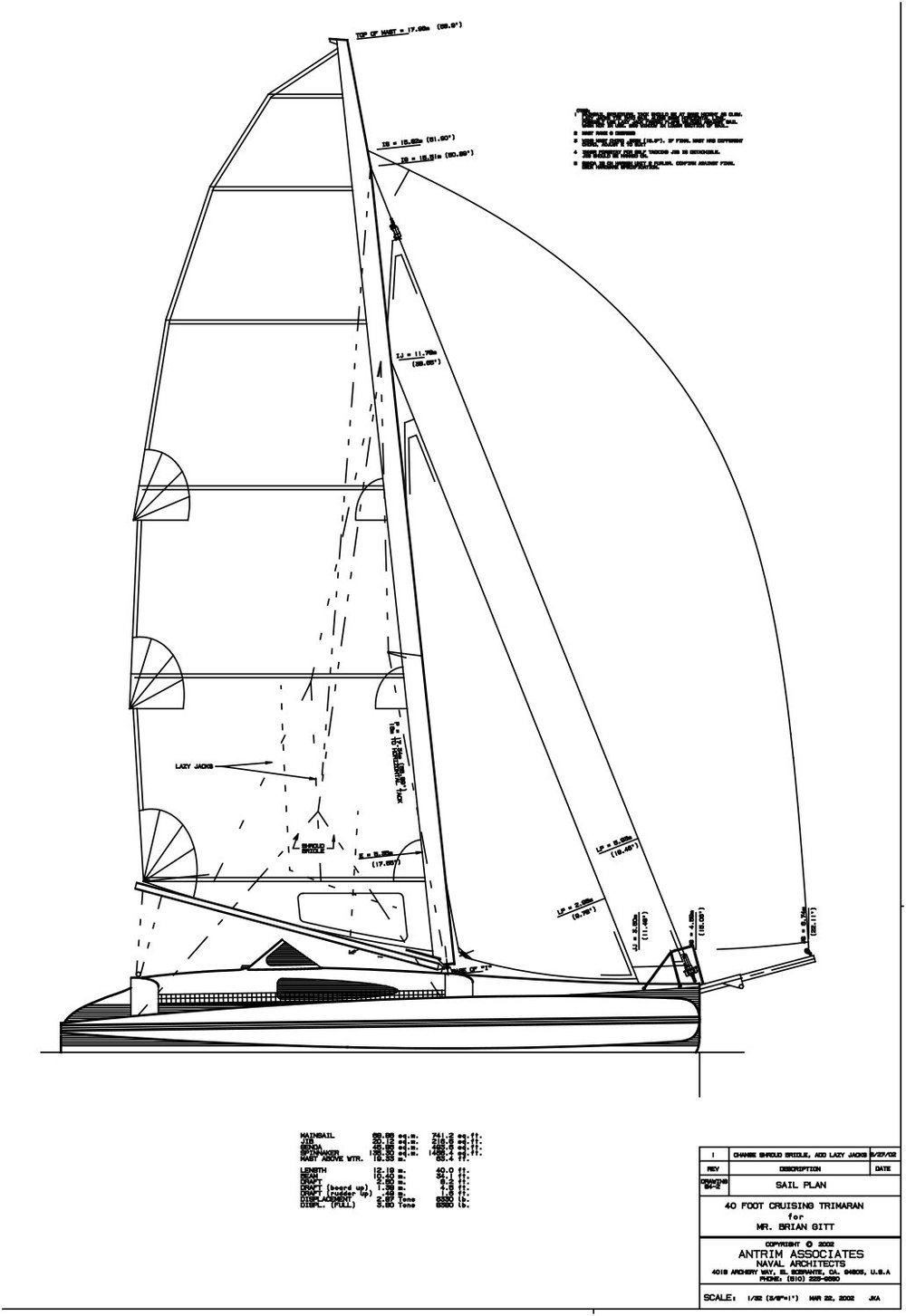 40' Cruising Trimaran — Antrim Associates Naval Architects