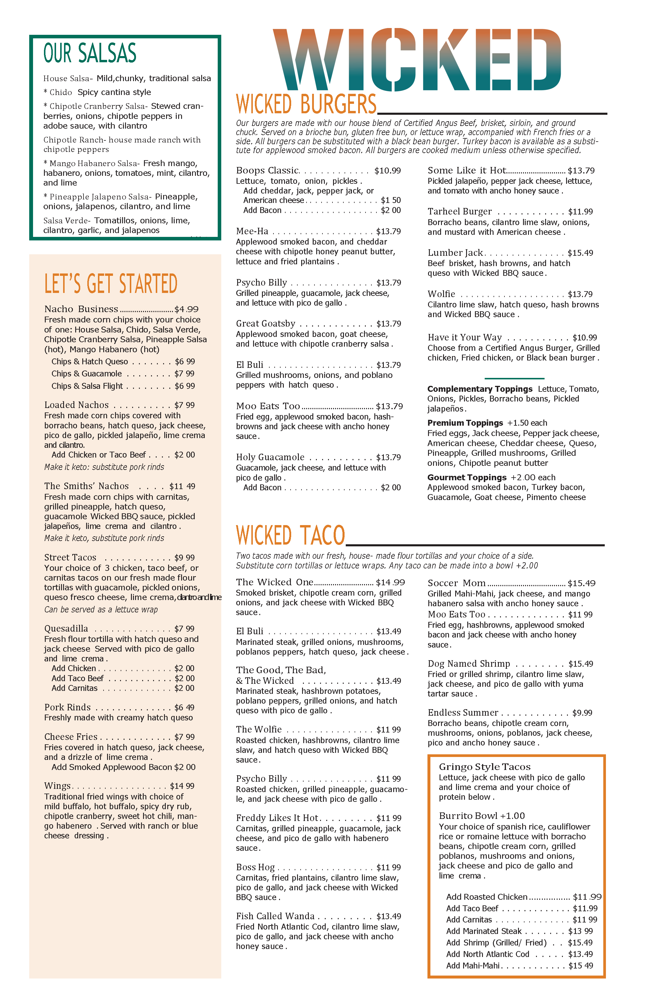 Wicked Burgers Tacos Brews Lawndale Drive Greensboro Nc at Guillermo ...