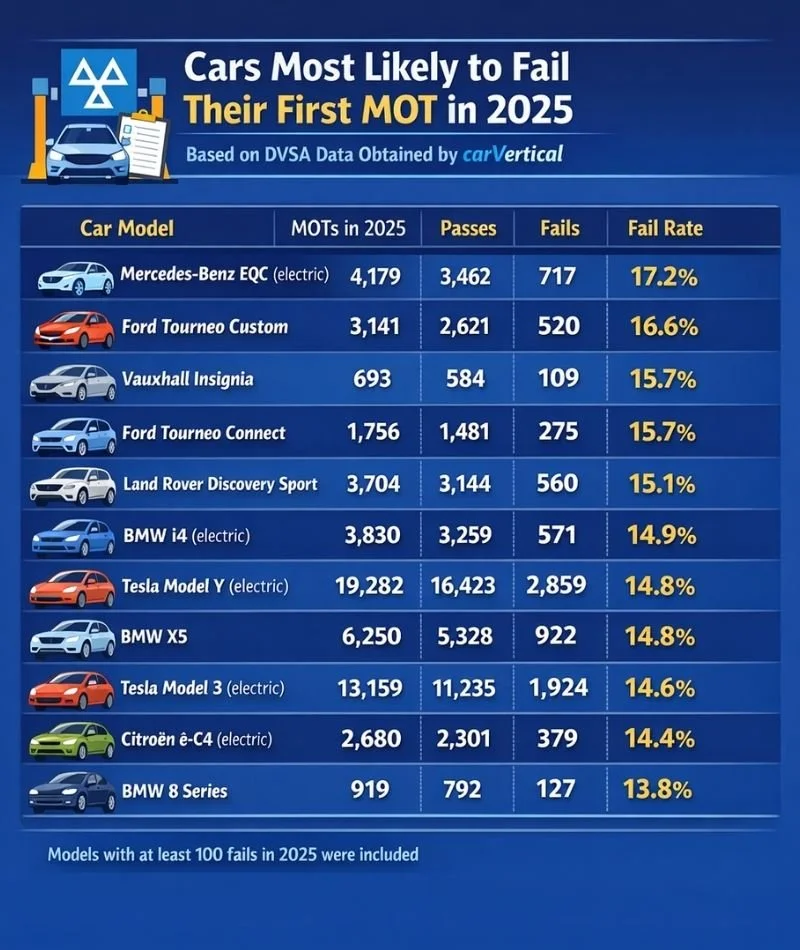 The cars most likely to fail their first MOT — DefinitelyNotAGuru