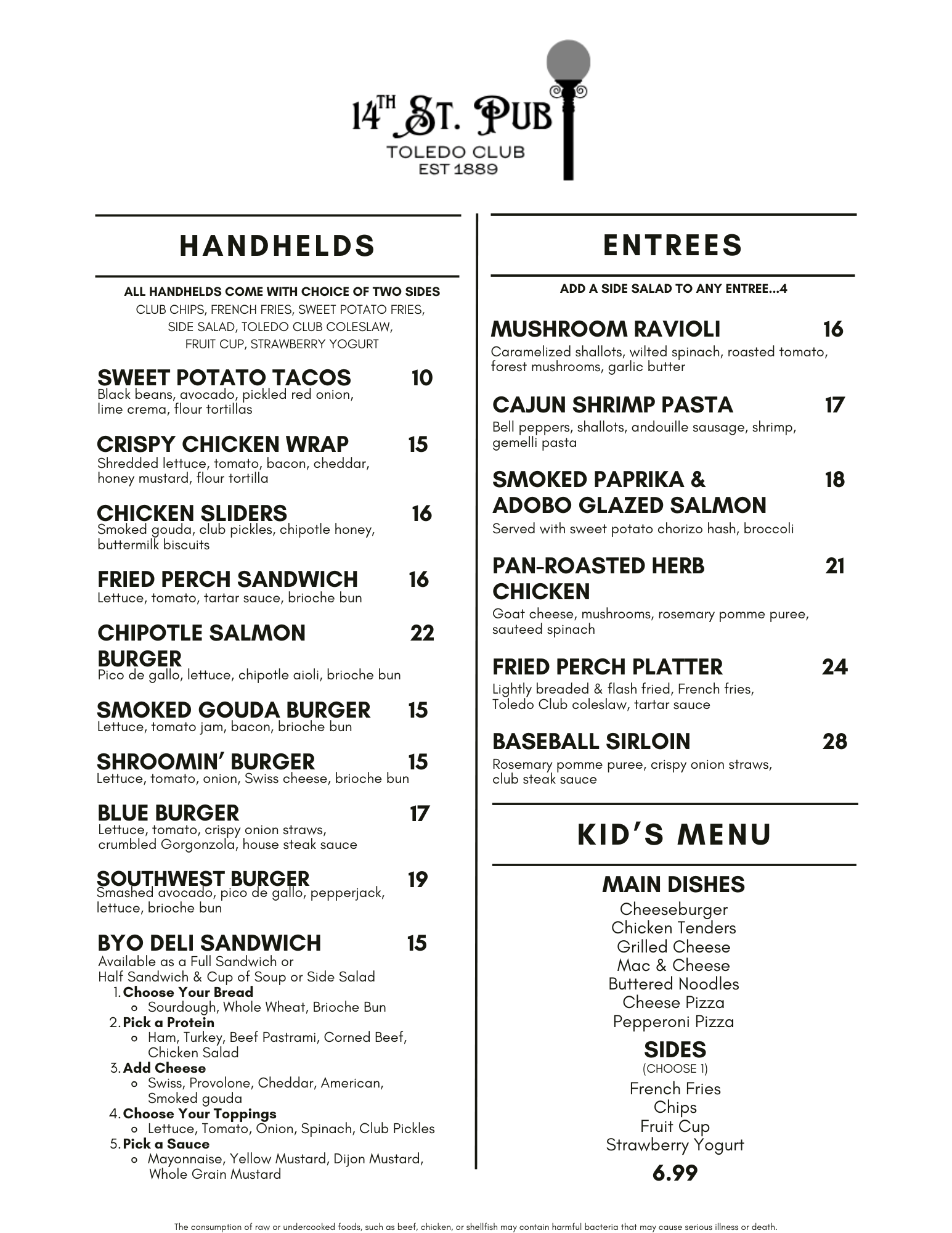 Menu 1 — The Toledo Club