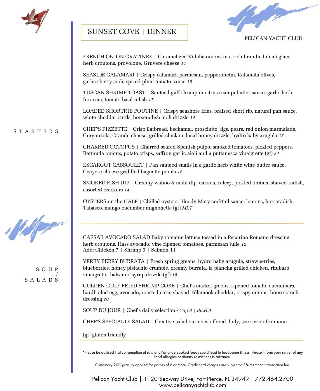 Menu 1 — Pelican Yacht Club
