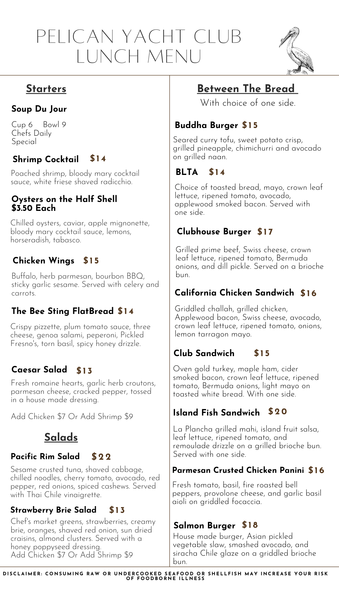 Menu 1 — Pelican Yacht Club
