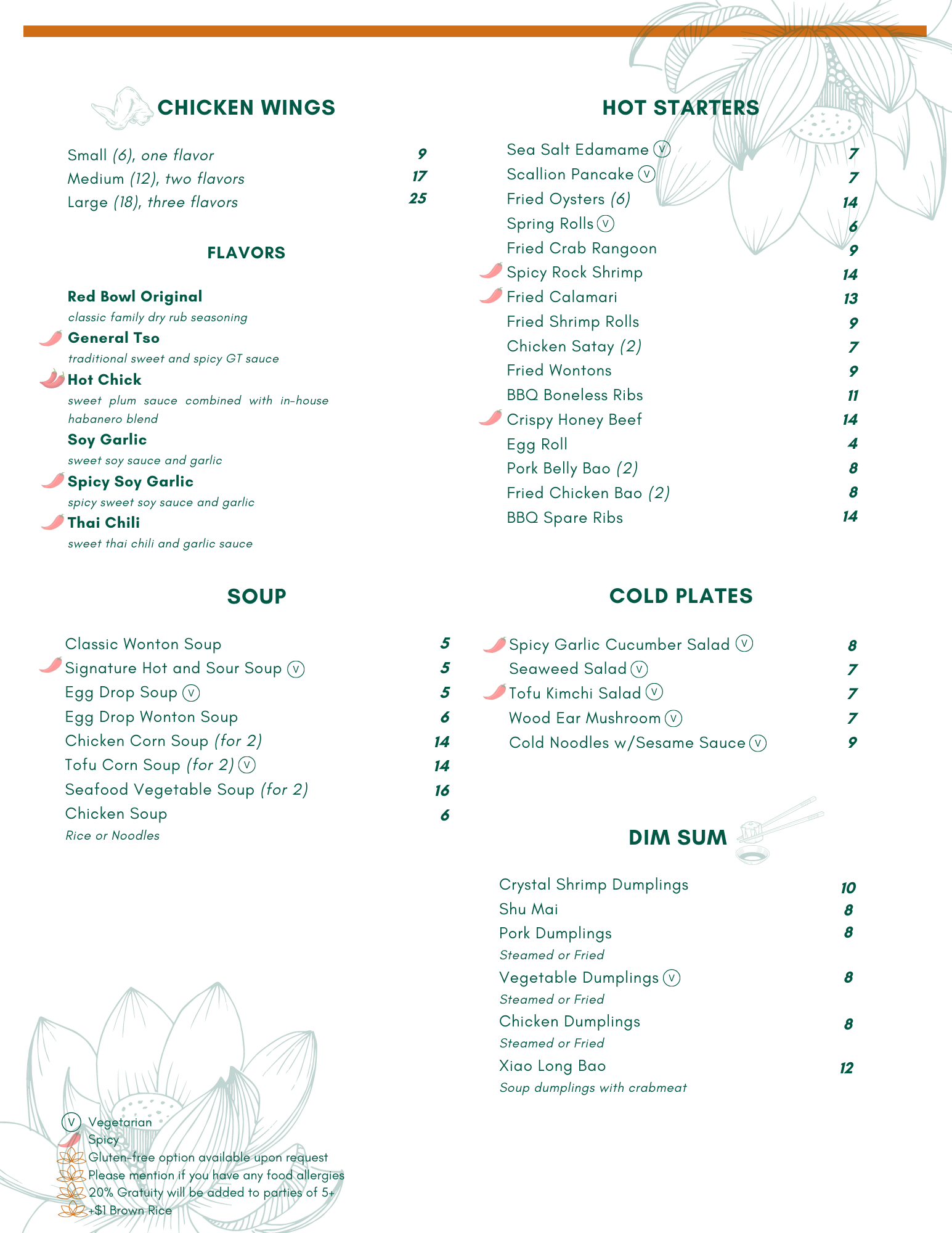 Menu - Red Bowl
