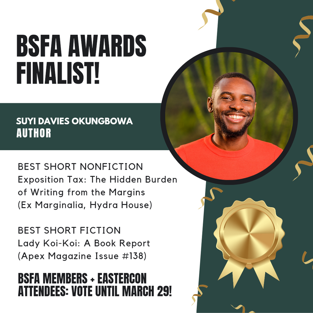 “Exposition Tax” and “Lady Koi-Koi” are BSFA Finalists! — Suyi Davies ...