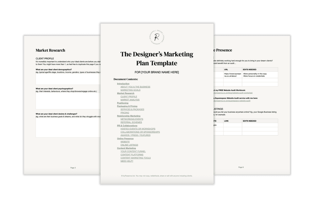 The Designer's Marketing Plan Template | byRosanna