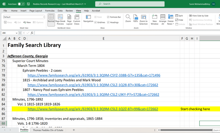 Using Excel as a Research Log — Everyday Adventures in Genealogy