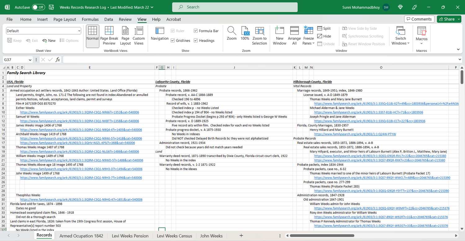 Using Excel as a Research Log — Everyday Adventures in Genealogy