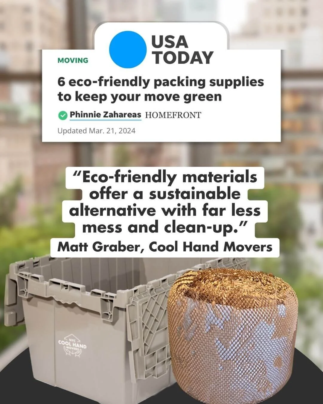 Eco-friendly Packing Supplies featured in USA Today — Cool Hand Movers NYC