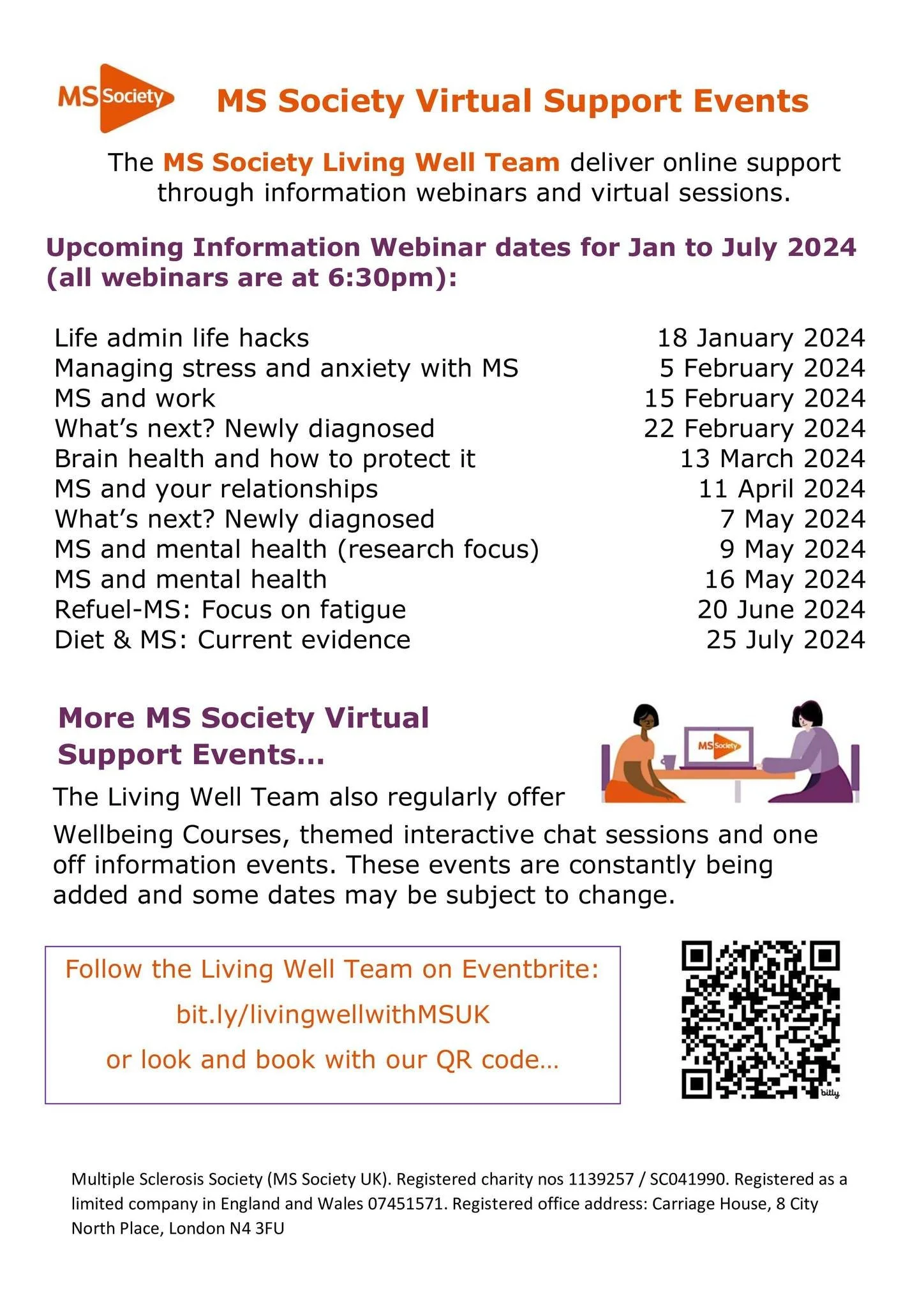 MS Society Online workshops — Beds and Northants MS Therapy Centre
