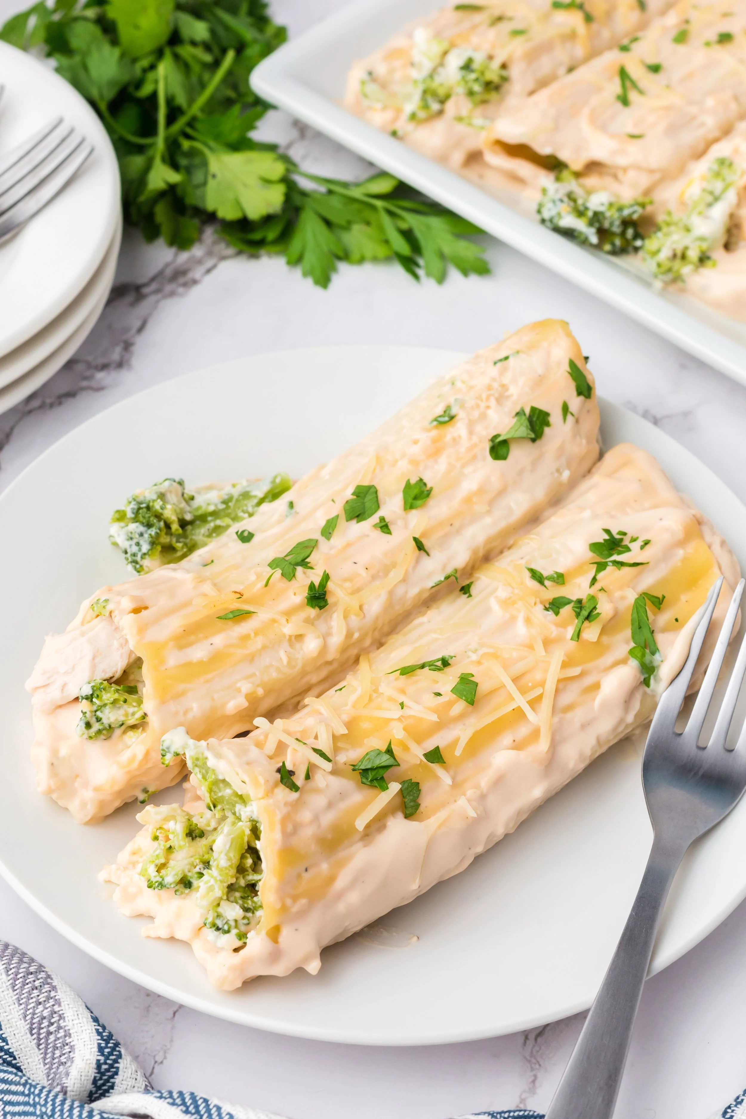 Chicken Broccoli Alfredo Manicotti- Exclusive — May Feather Content ...