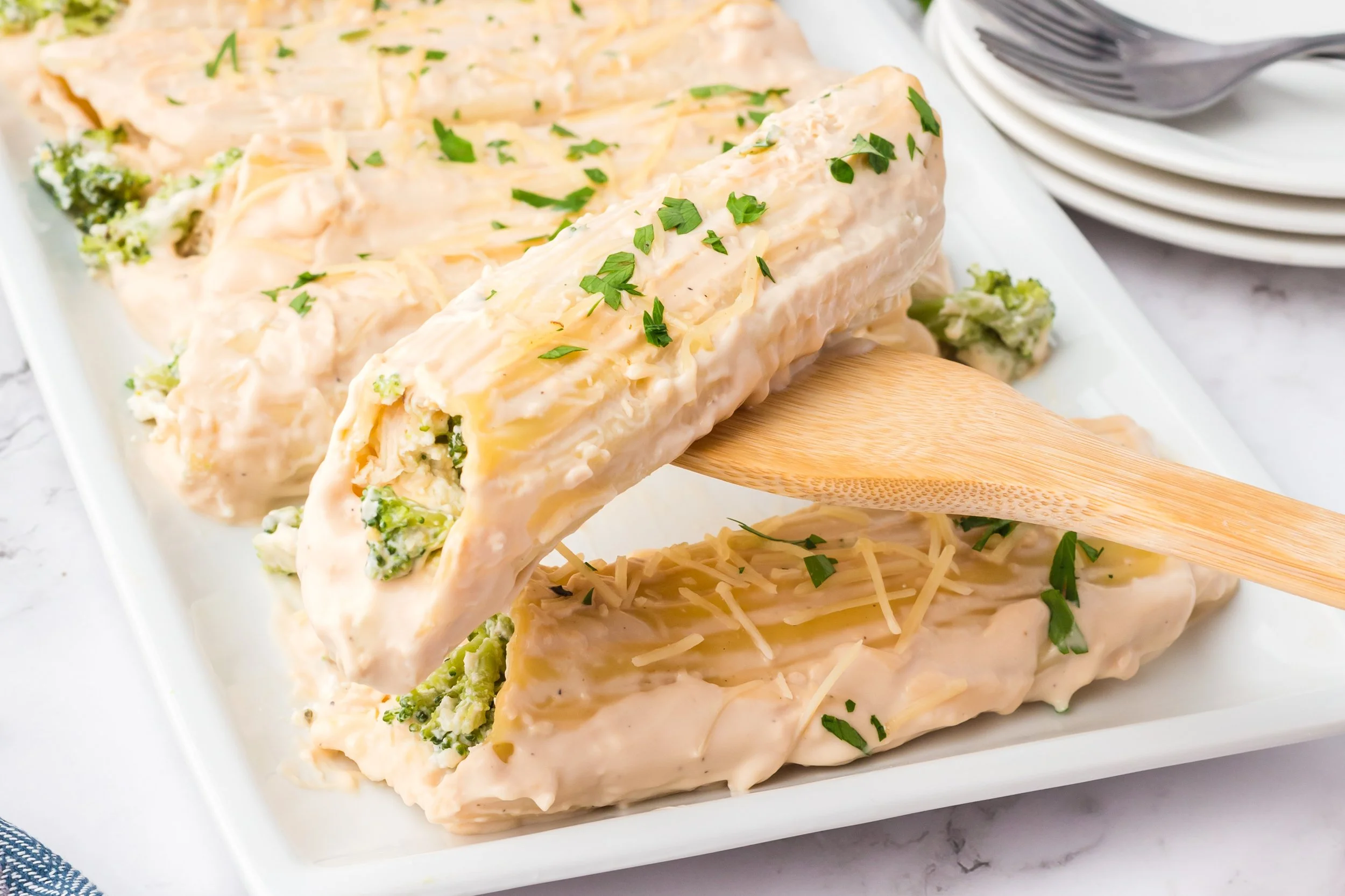Chicken Broccoli Alfredo Manicotti- Exclusive — May Feather Content ...