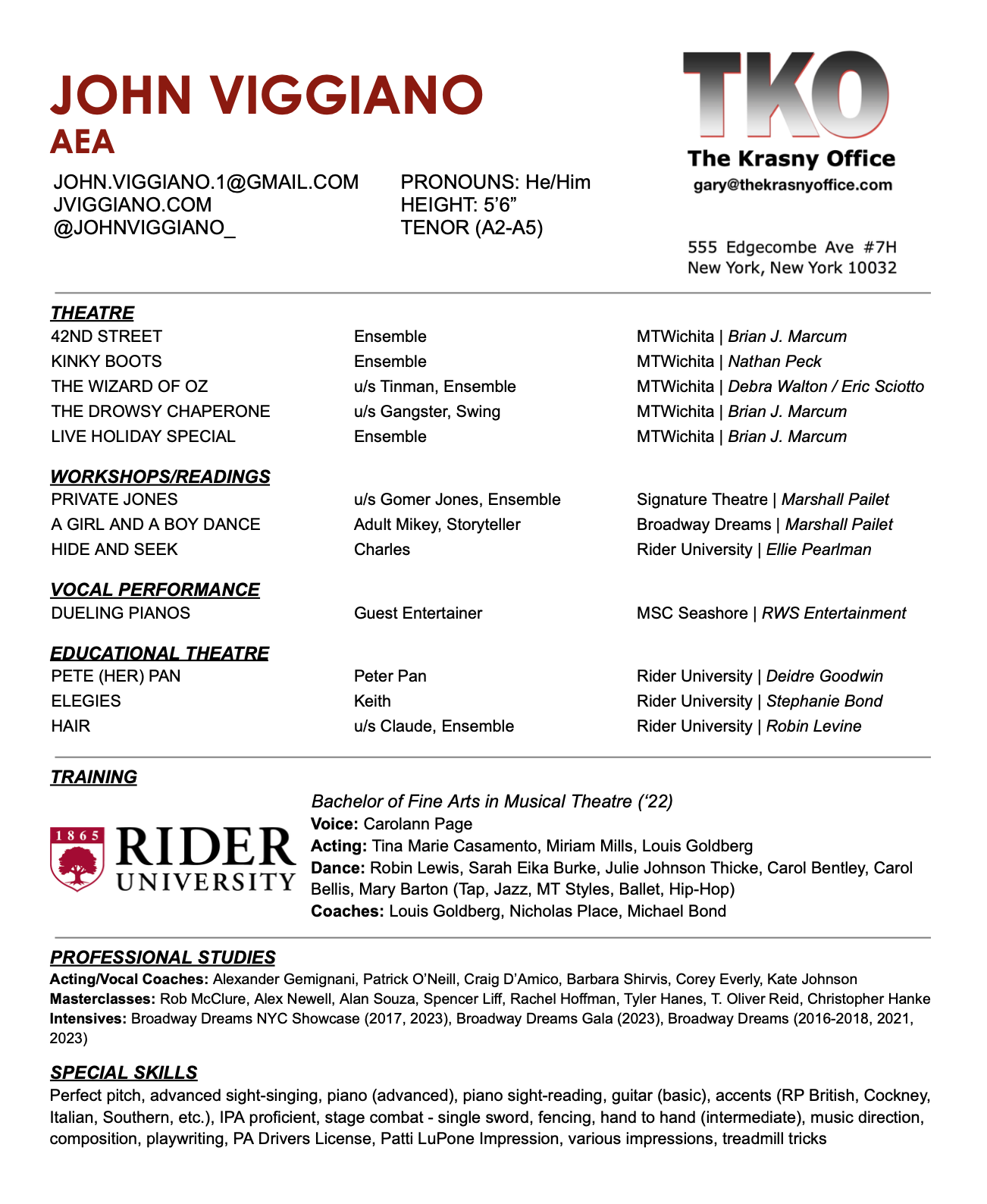 Headshot/Resume — John Viggiano