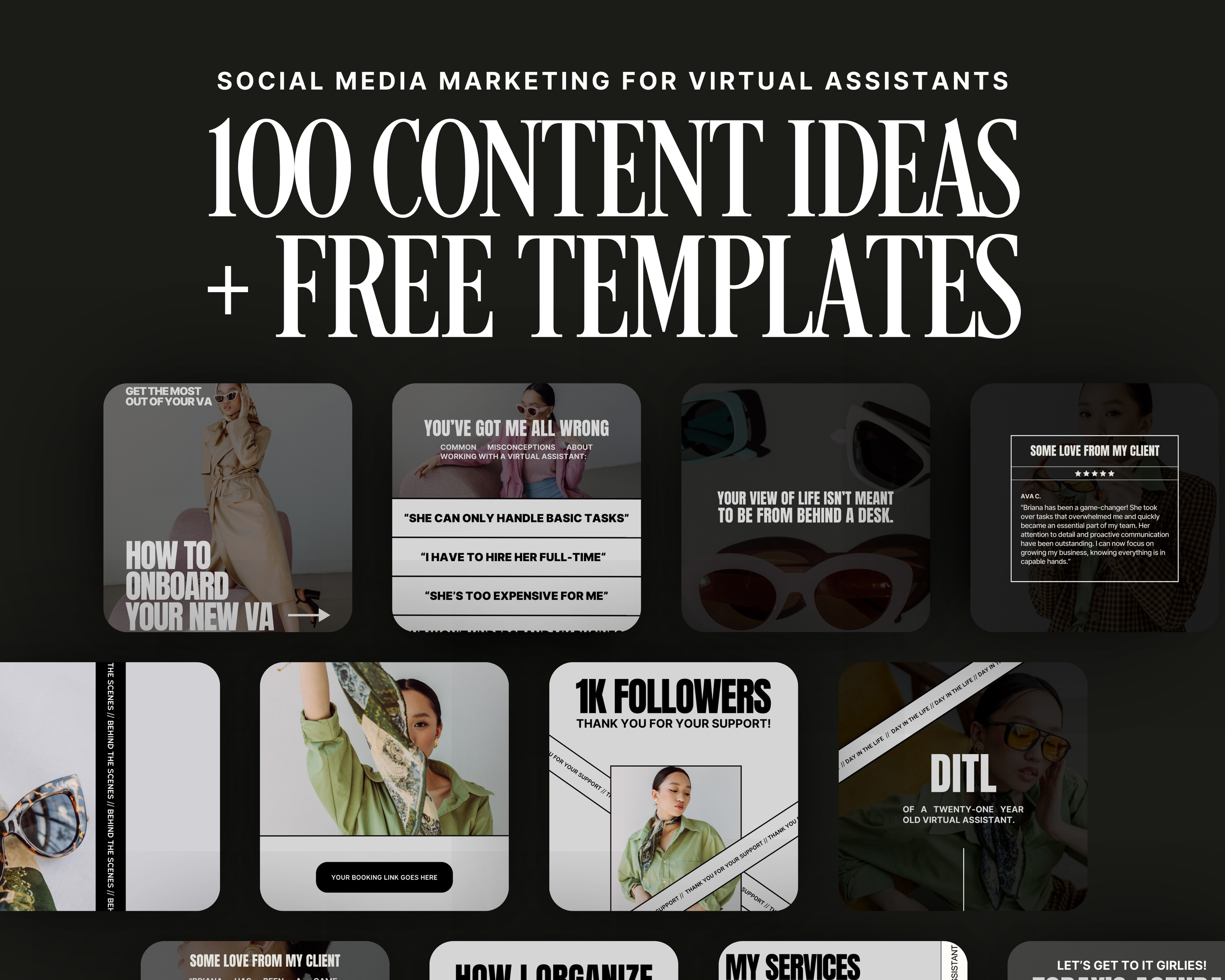 Social Media Content Ideas for Virtual Assistants | Canva Templates for ...