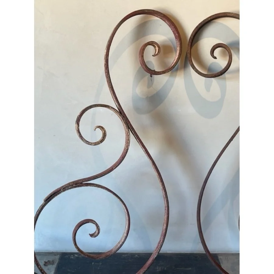 PAIR OF LARGE WROUGHT IRON SCROLL — ANTIQUITIES
