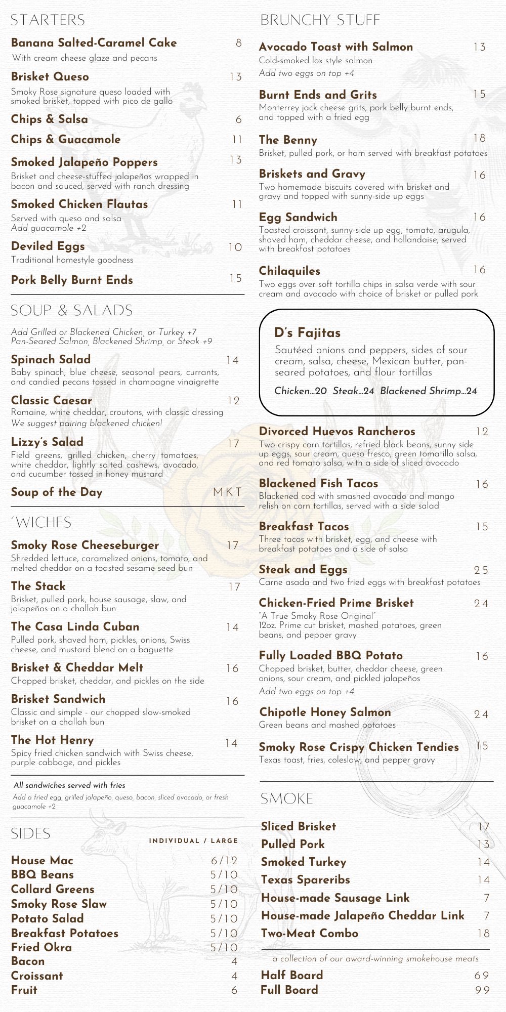 Smoky Rose Brunch Menu — Smoky Rose