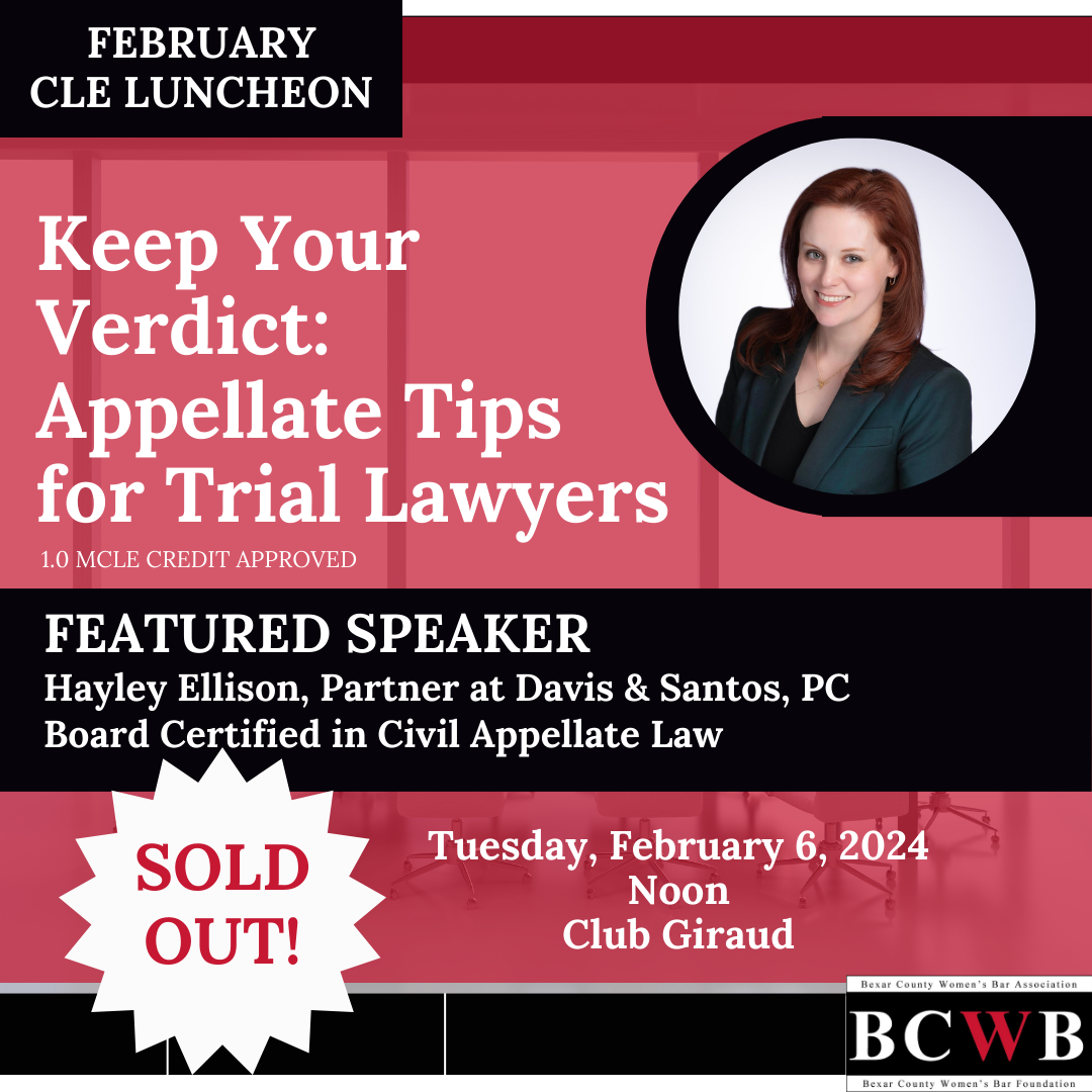 February CLE Luncheon — Bexar County Women's Bar Association