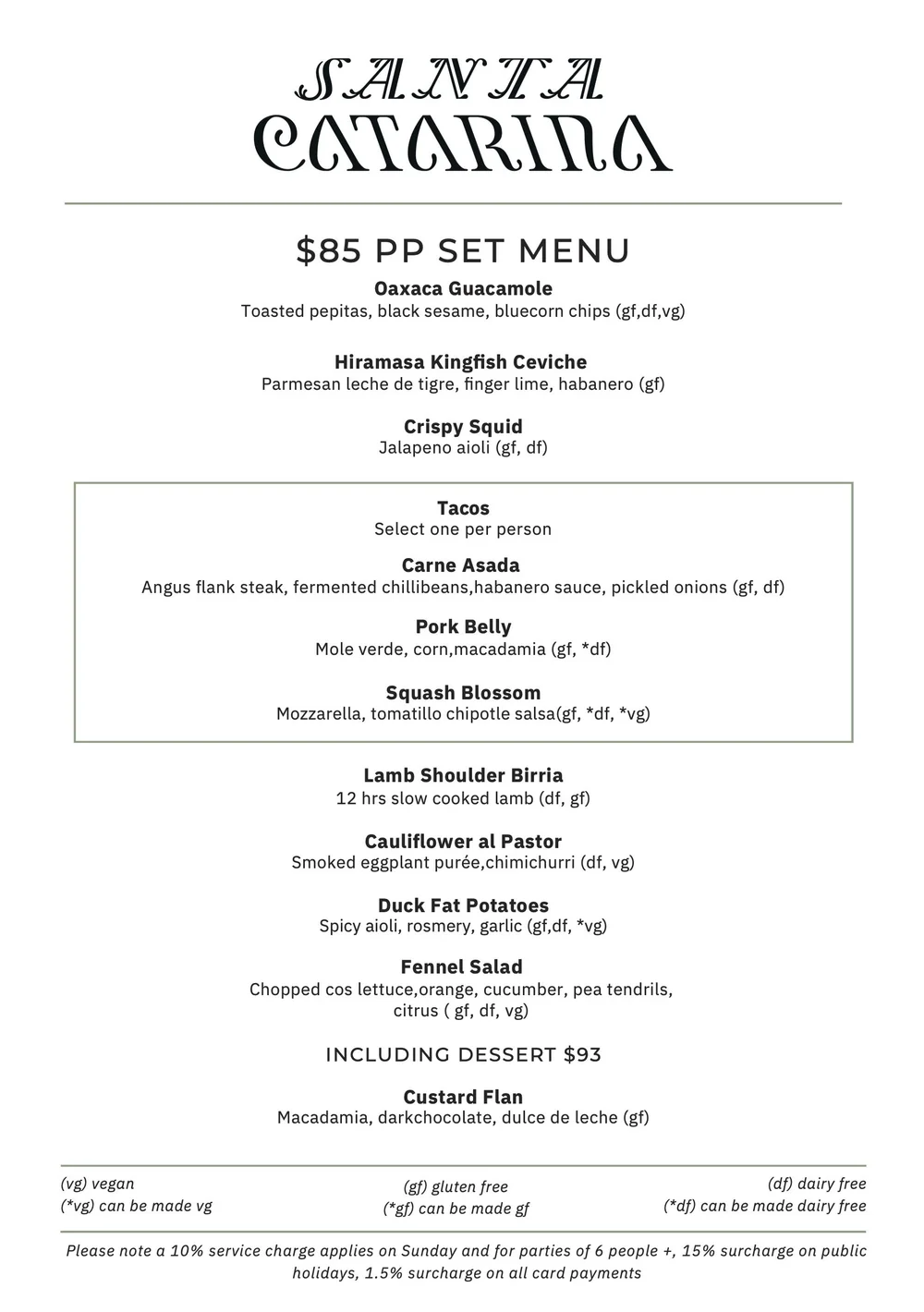 Set Menus | Santa Catarina