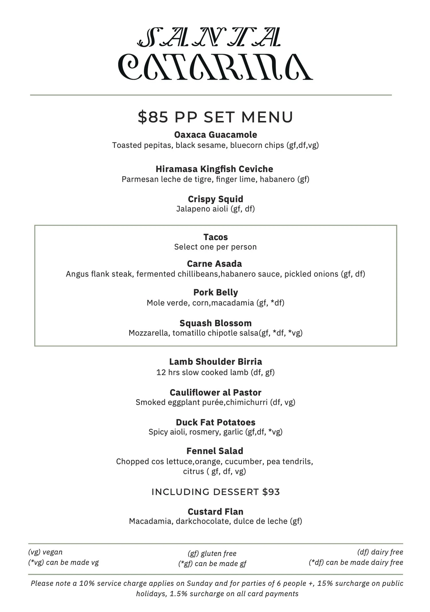 Set Menus | Santa Catarina
