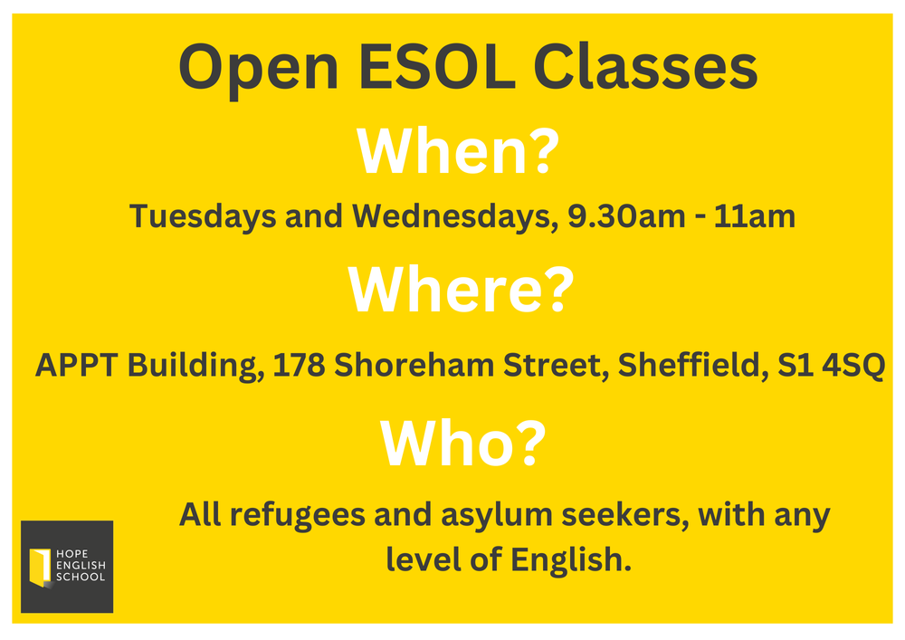Open ESOL Classes — Hope English School