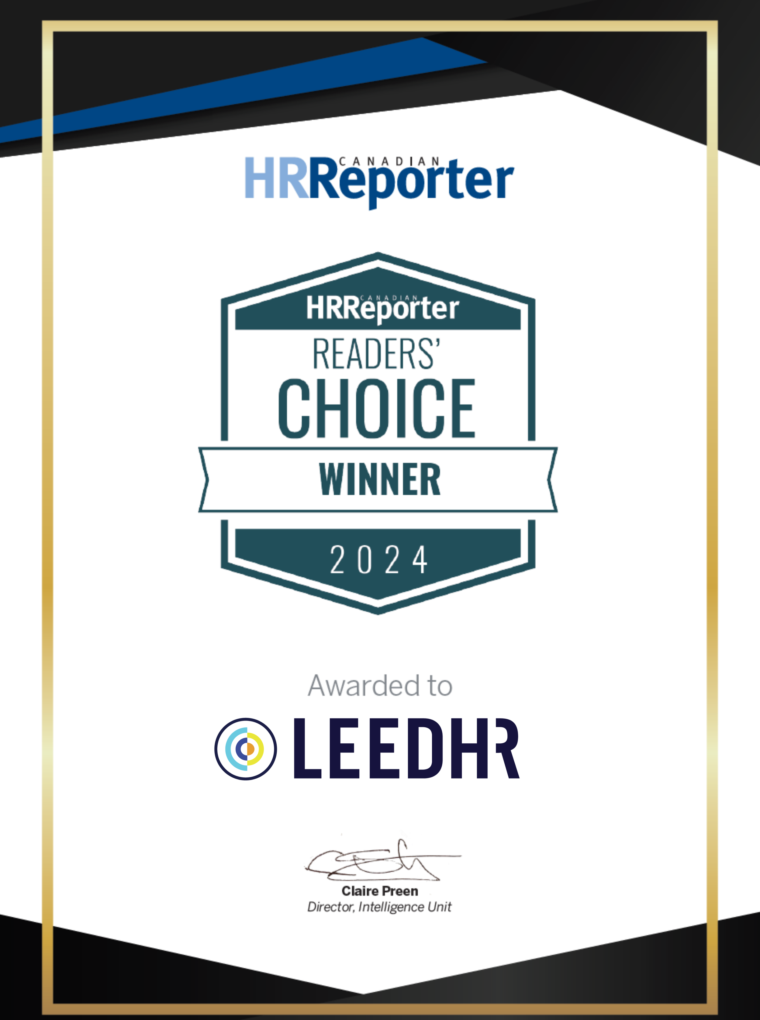 WE (YOU) DID IT; WE WON THE CANADIAN HR REPORTER’S READERS’ CHOICE ...