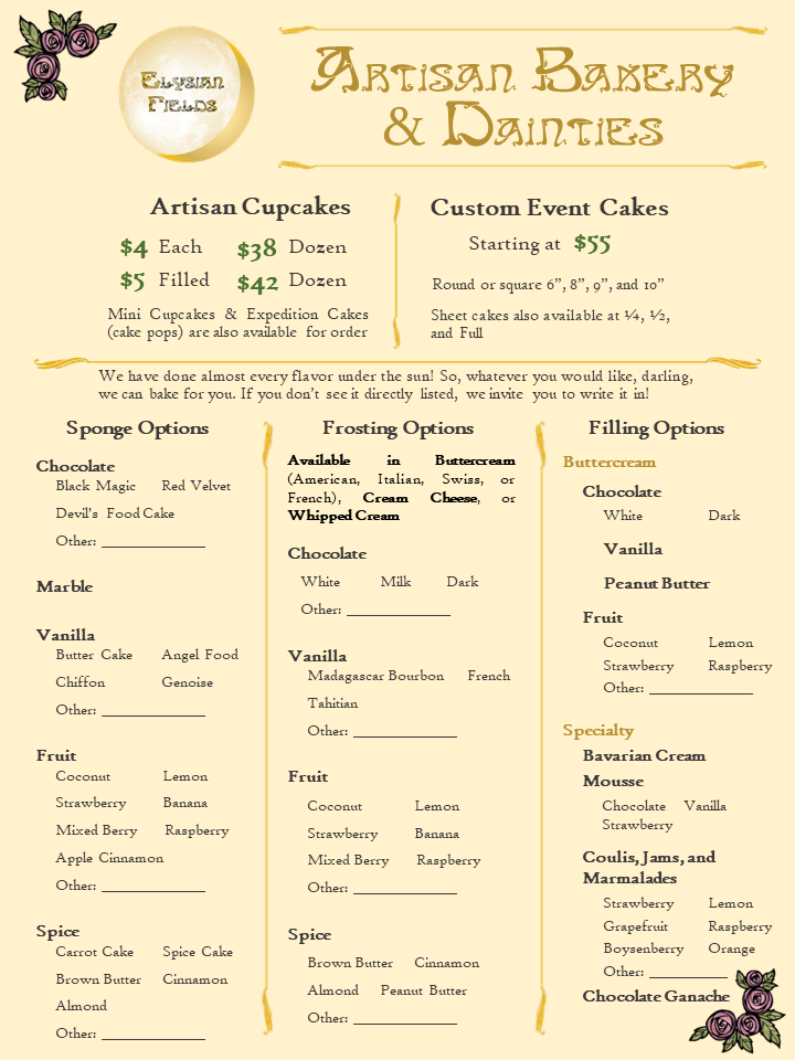 Our Bakery | Discover Delicious Creations — Elysian Fields Magic