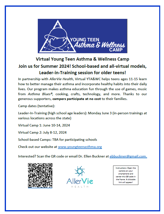 Virtual Young Teen Asthma & Wellness Camp (VYTAWC)