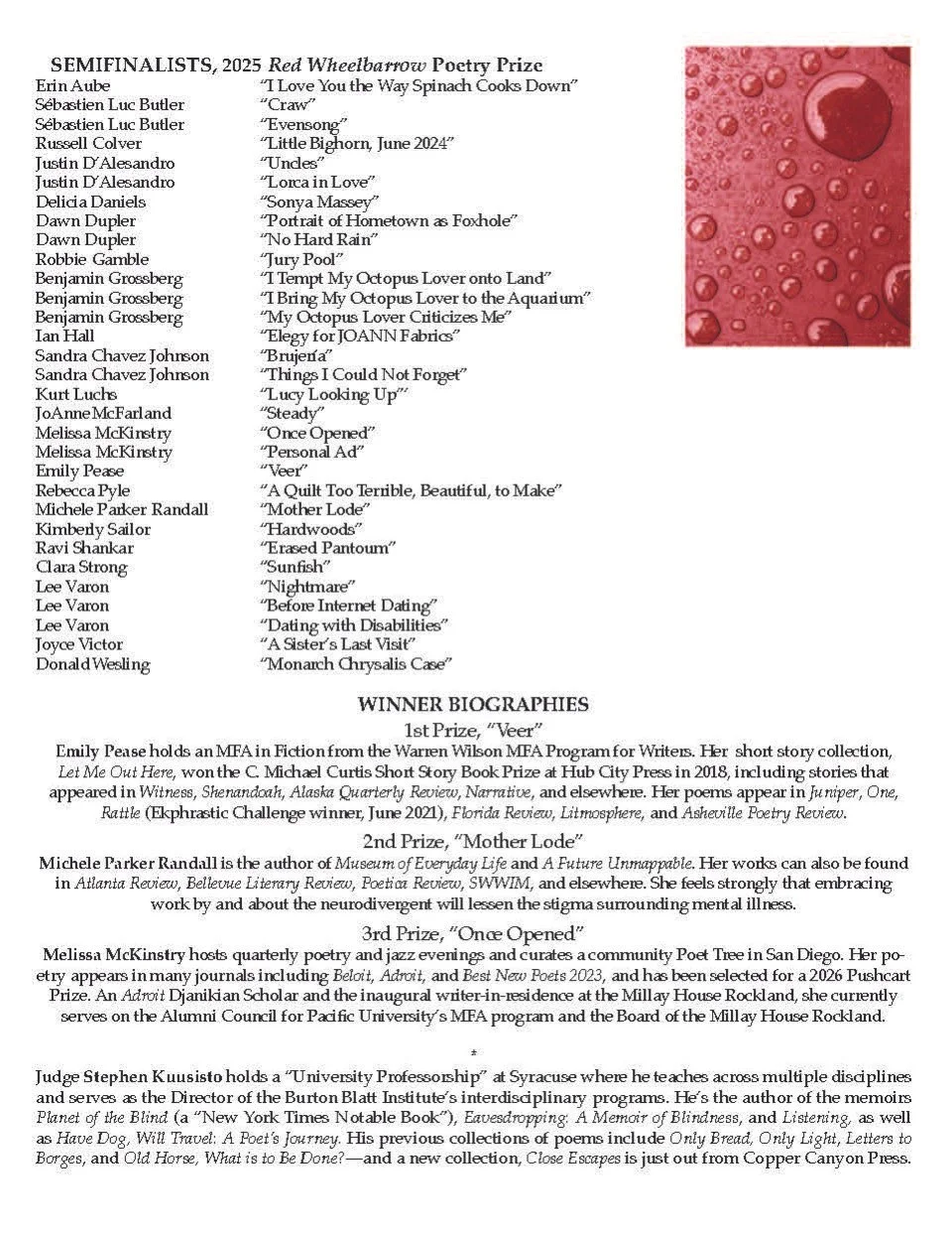 2025 Red Wheelbarrow Poetry Prize Results — PCSJ
