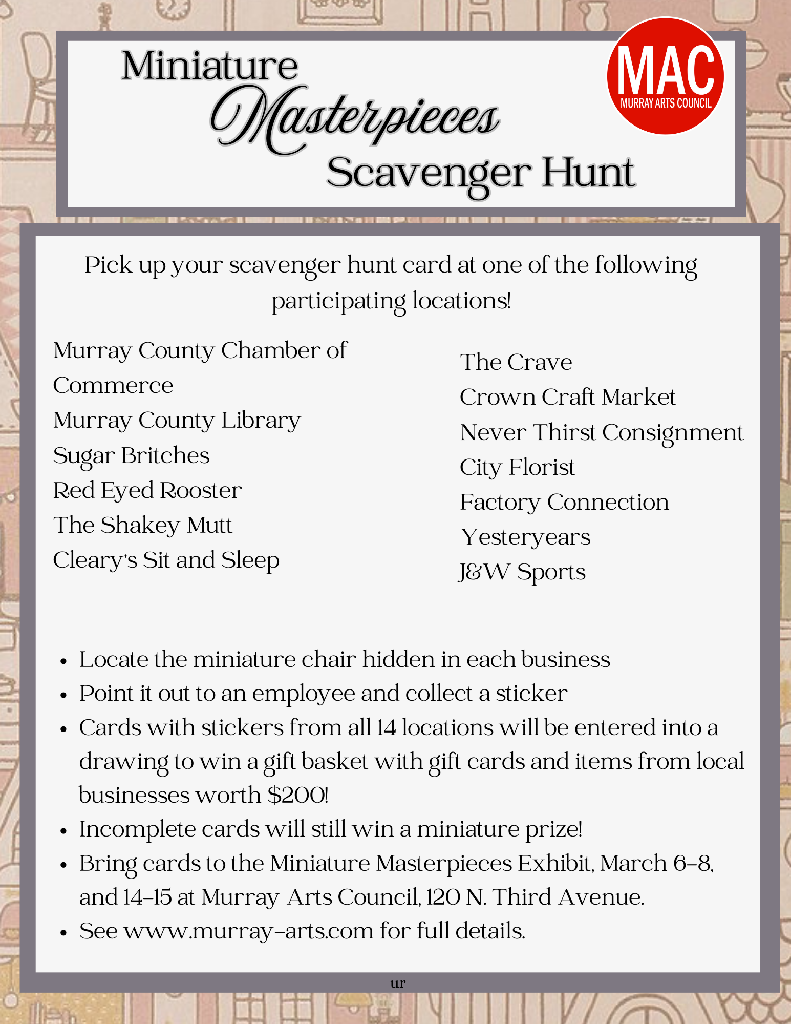 Miniature Masterpieces Scavenger Hunt — Murray Arts Council