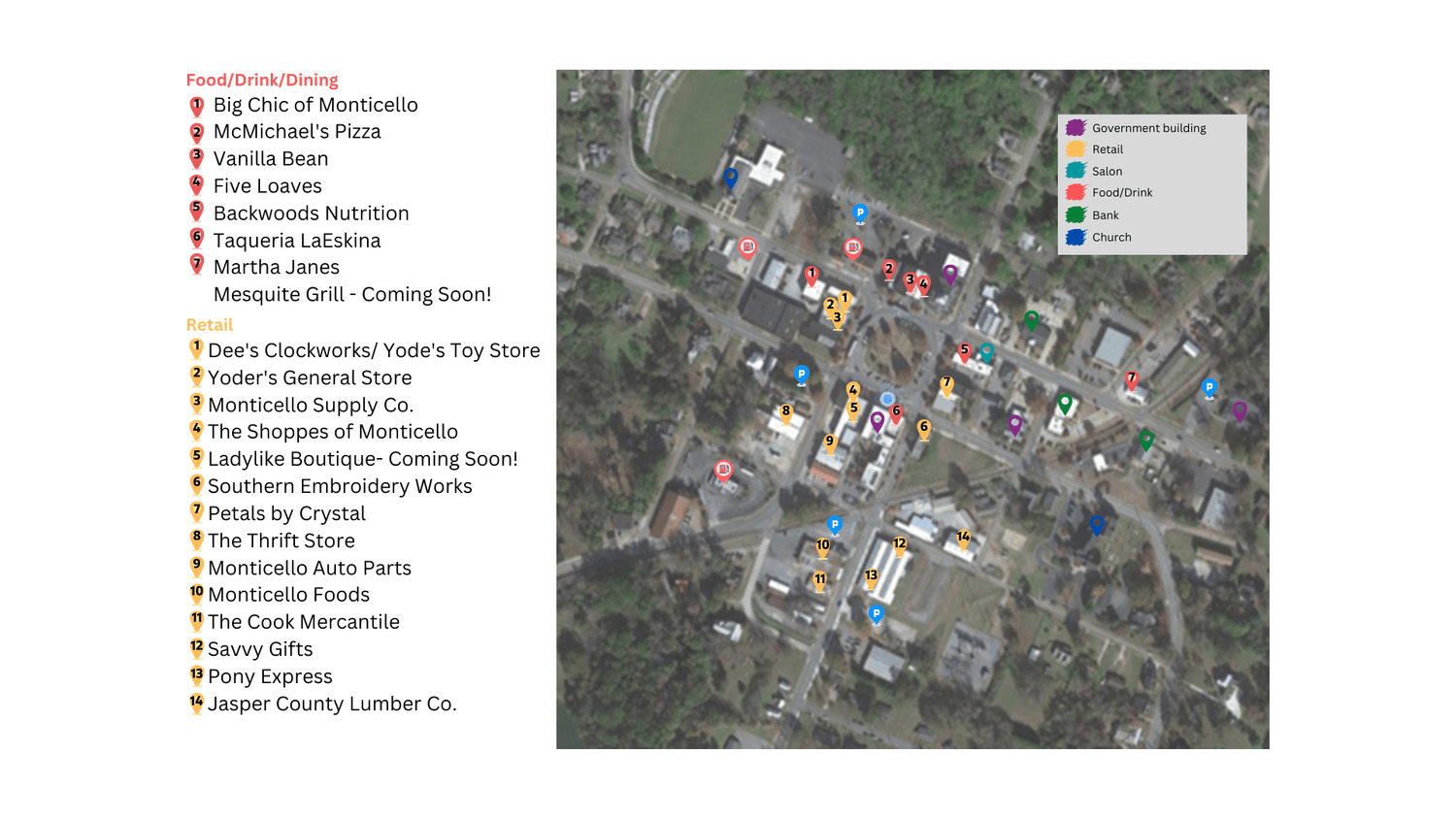 Map of Businesses — Monticello Downtown Development Authority