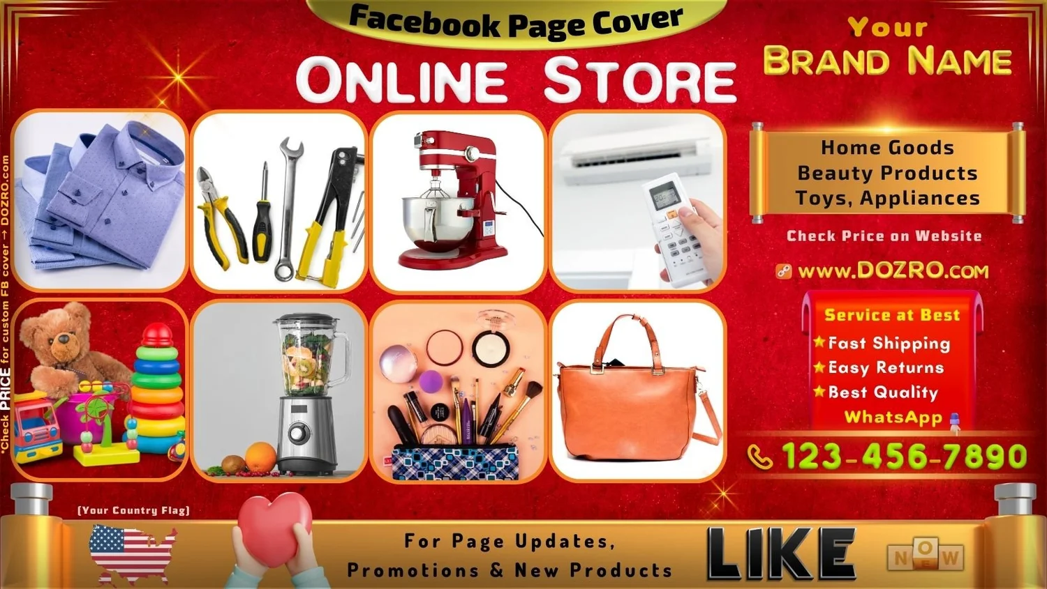 Facebook page cover design for online store selling products — DOZRO