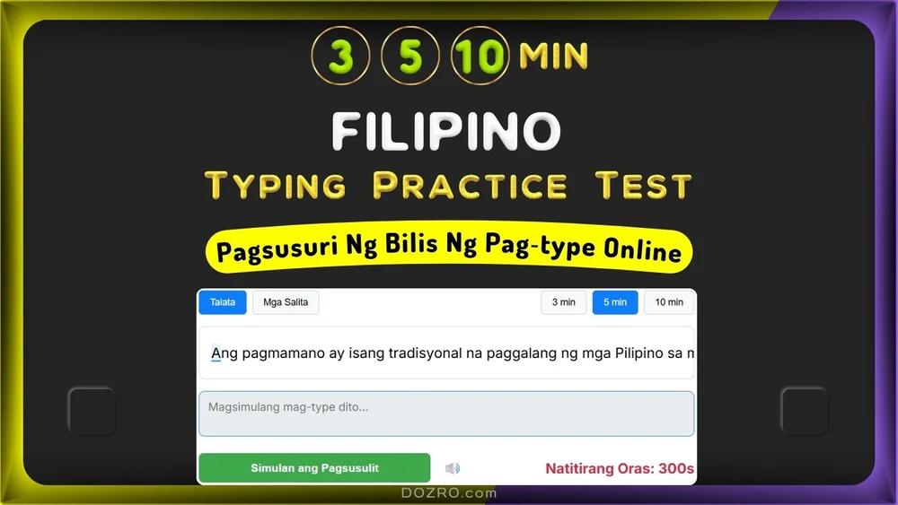 Tagalog Typing Speed Test 3, 5, 10 Min – Pagsasanay sa Pag-type Online ...