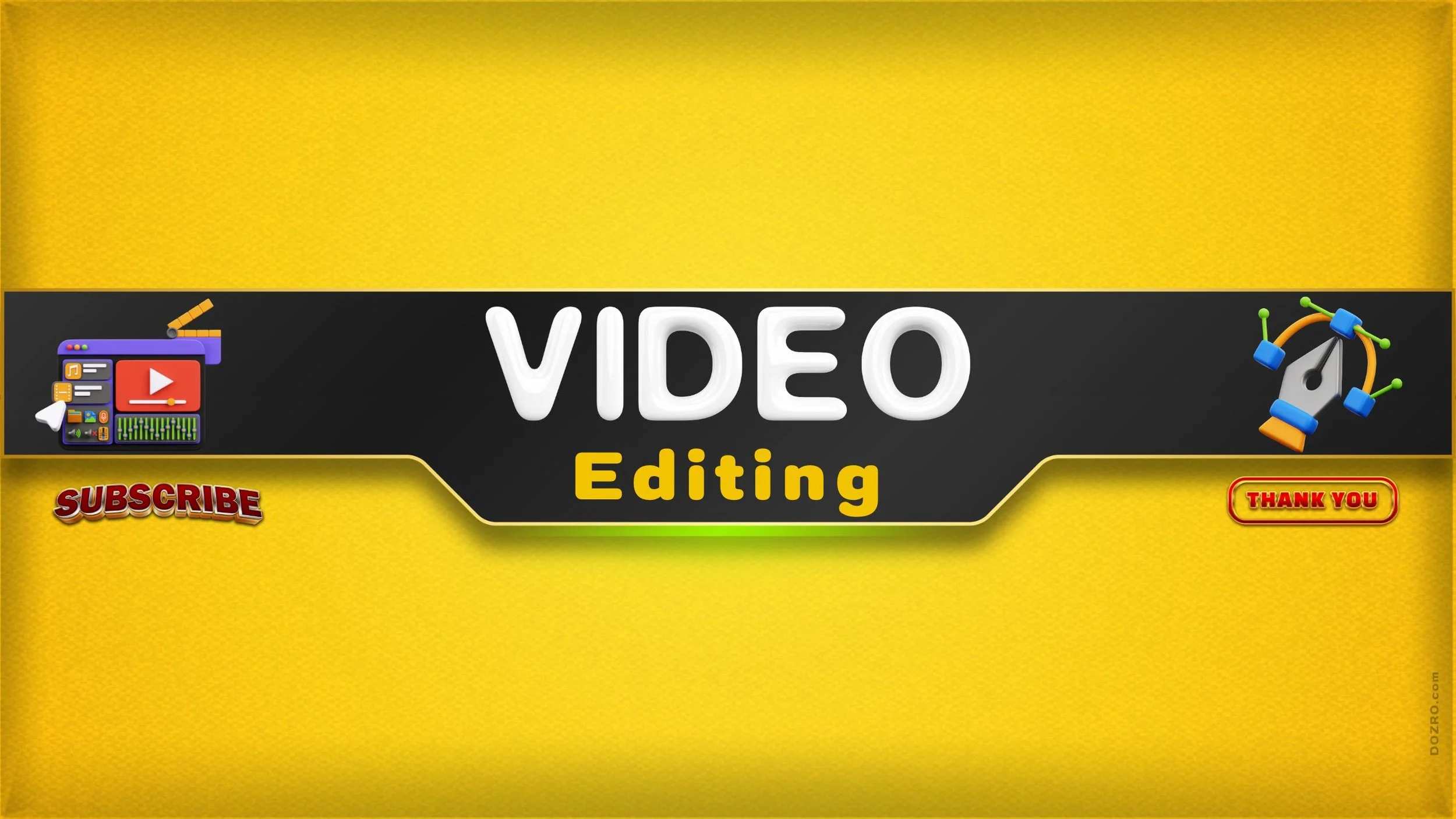 YouTube banner for a video editor channel - Free Downloadable — DOZRO