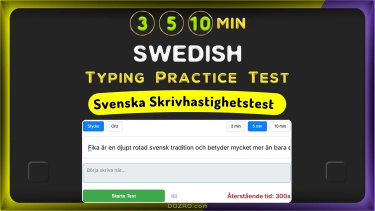 Swedish Typing Test 3, 5, 10 Min – Skrivtest Svenska | Keyboard ...
