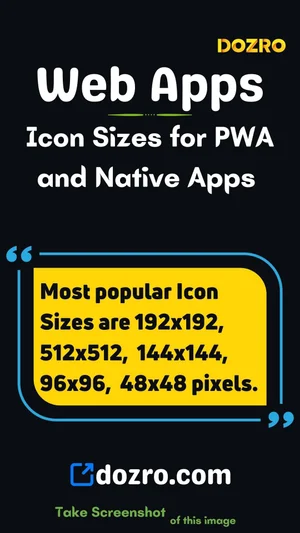 Recommended Sizes for icons of PWA, Manifest web apps, iOS and Android ...