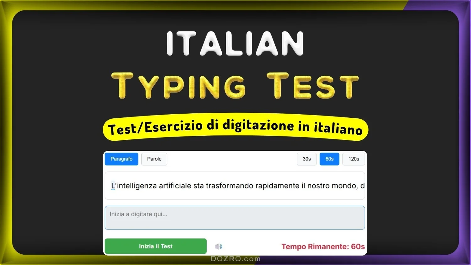 Italian Typing Test – Test di Velocità di Scrittura Italiano | 30s, 60s ...