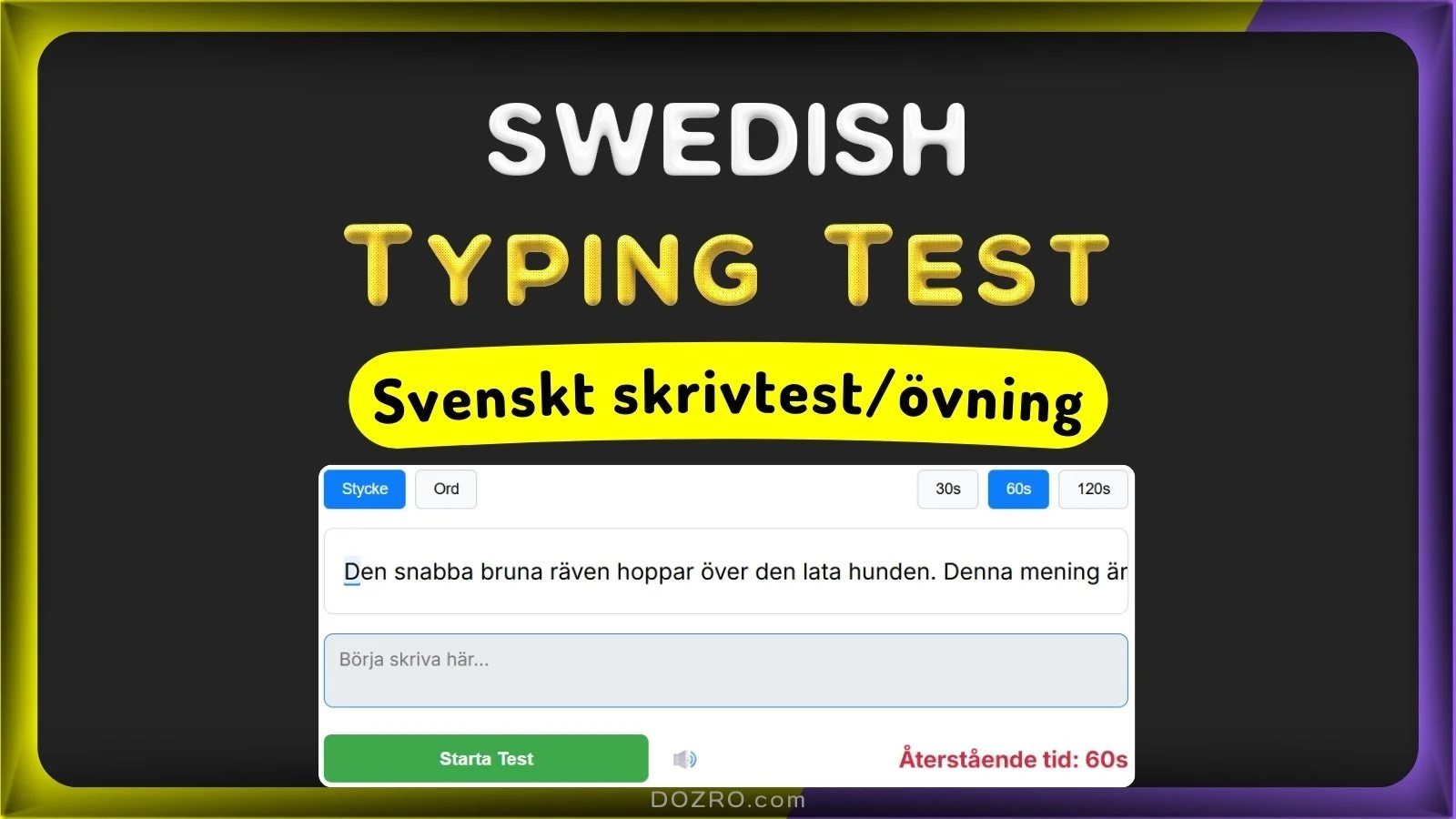 Swedish Typing Test – Svenskt Skrivtest | Practice Online (30, 60, 120 ...