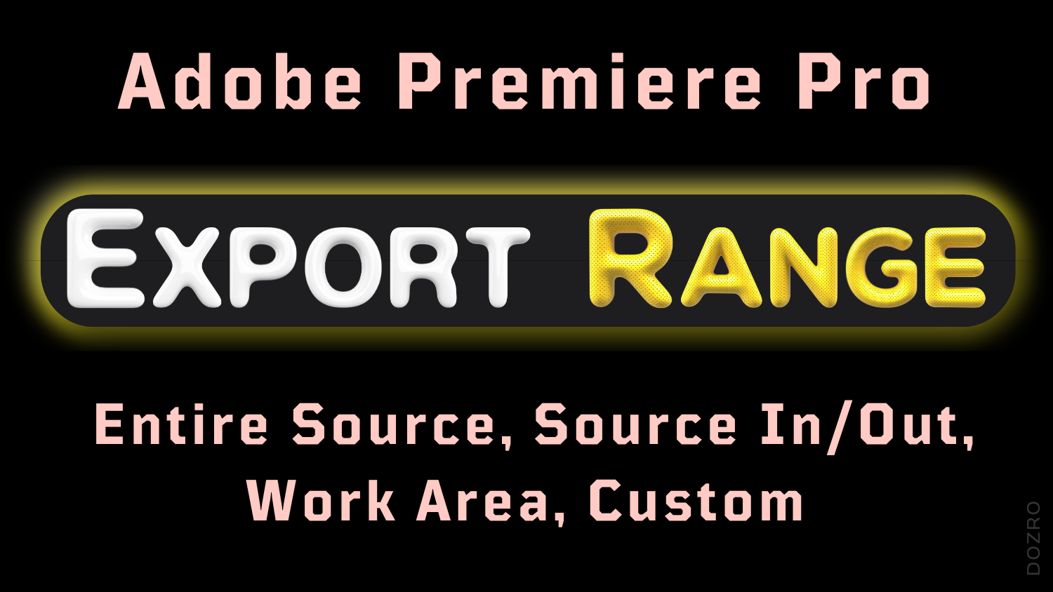 Adobe Premiere Pro Export Range Explanation – Entire Source, Source In/Out, Work Area — DOZRO