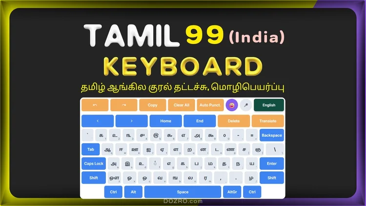 Tamil 99 (India) Phonetic Keyboard Online with Voice, Text, English ...