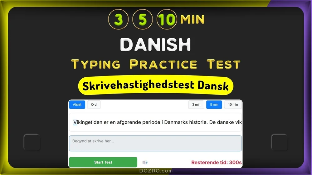 Danish Typing Speed Test 3, 5, 10 Min – Skrivetest Dansk | Keyboard ...