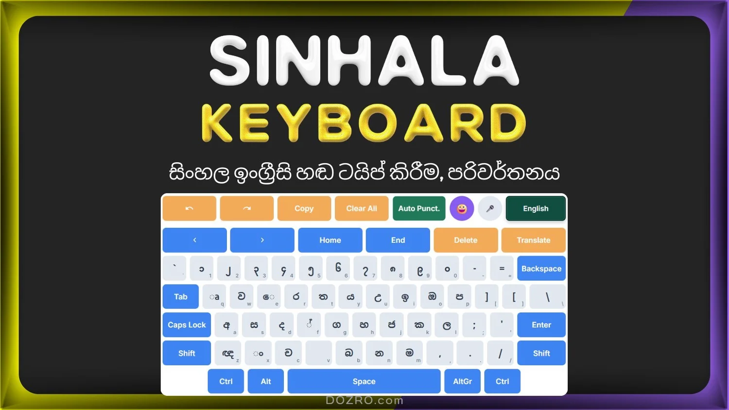 Sinhala Phonetic Keyboard Online with Voice, Text, English Typing and ...