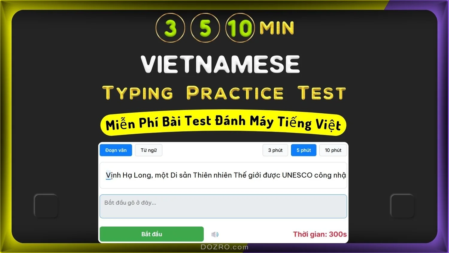 Typing Test Tiếng Việt 3, 5, 10 Min – Kiểm Tra Tốc Độ Gõ Chữ | Luyện Gõ ...