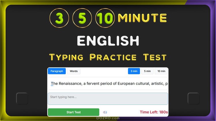 English Typing Test – 3, 5, 10 Minute | Exercises to Improve WPM Speed ...
