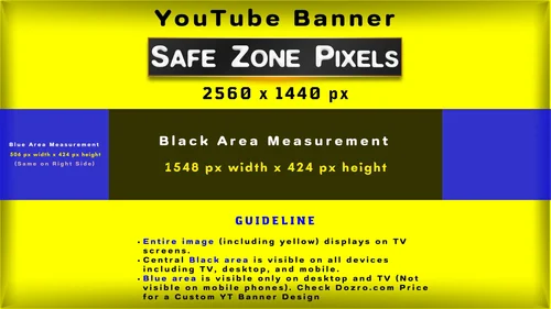 YouTube Banner: Precise Pixel Measurements for Safe Zone Sizes on ...