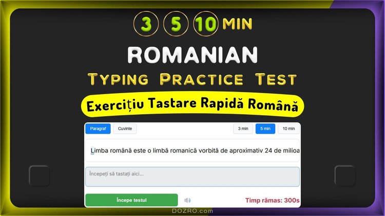 Romanian Typing Test 3, 5, 10 Min – Test Viteză Tastare Română ...