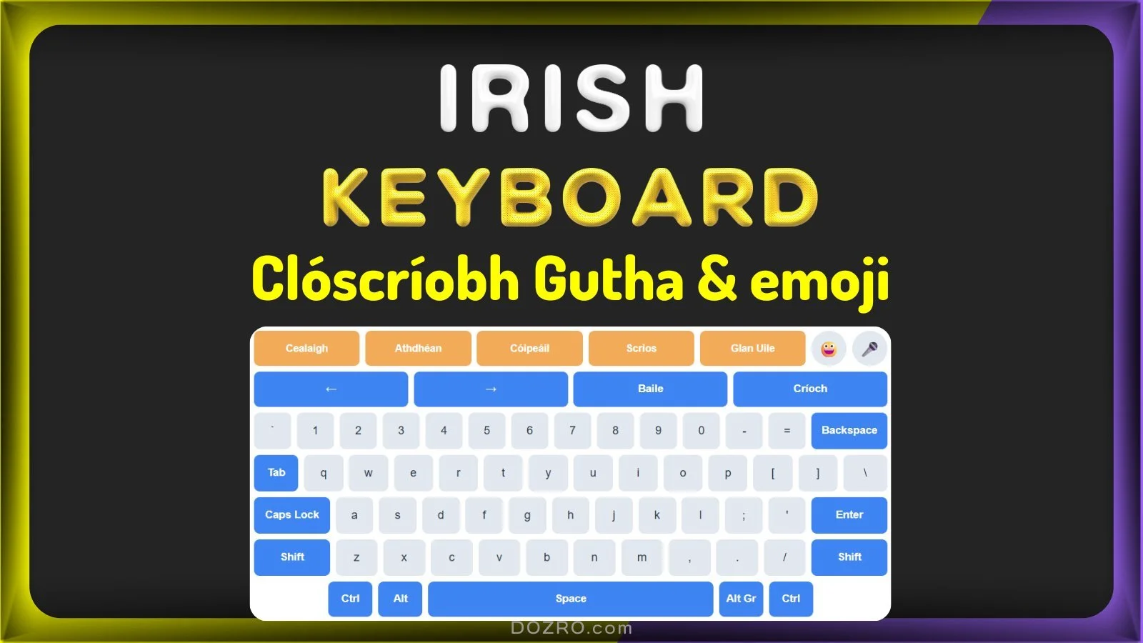Irish Keyboard Online | Méarchlár Fíorúil Éireannach le Clóscríobh ...