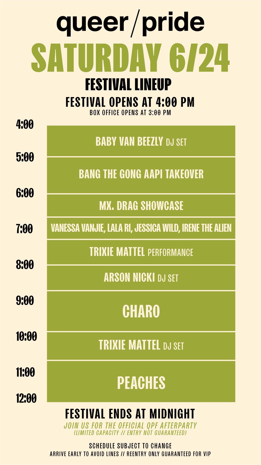 Performance Schedules — queer/pride