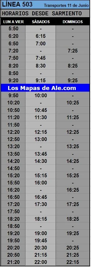 Línea 503 Barrio Sarmiento - Santa Marta. Horarios 2024 y Recorrido ...