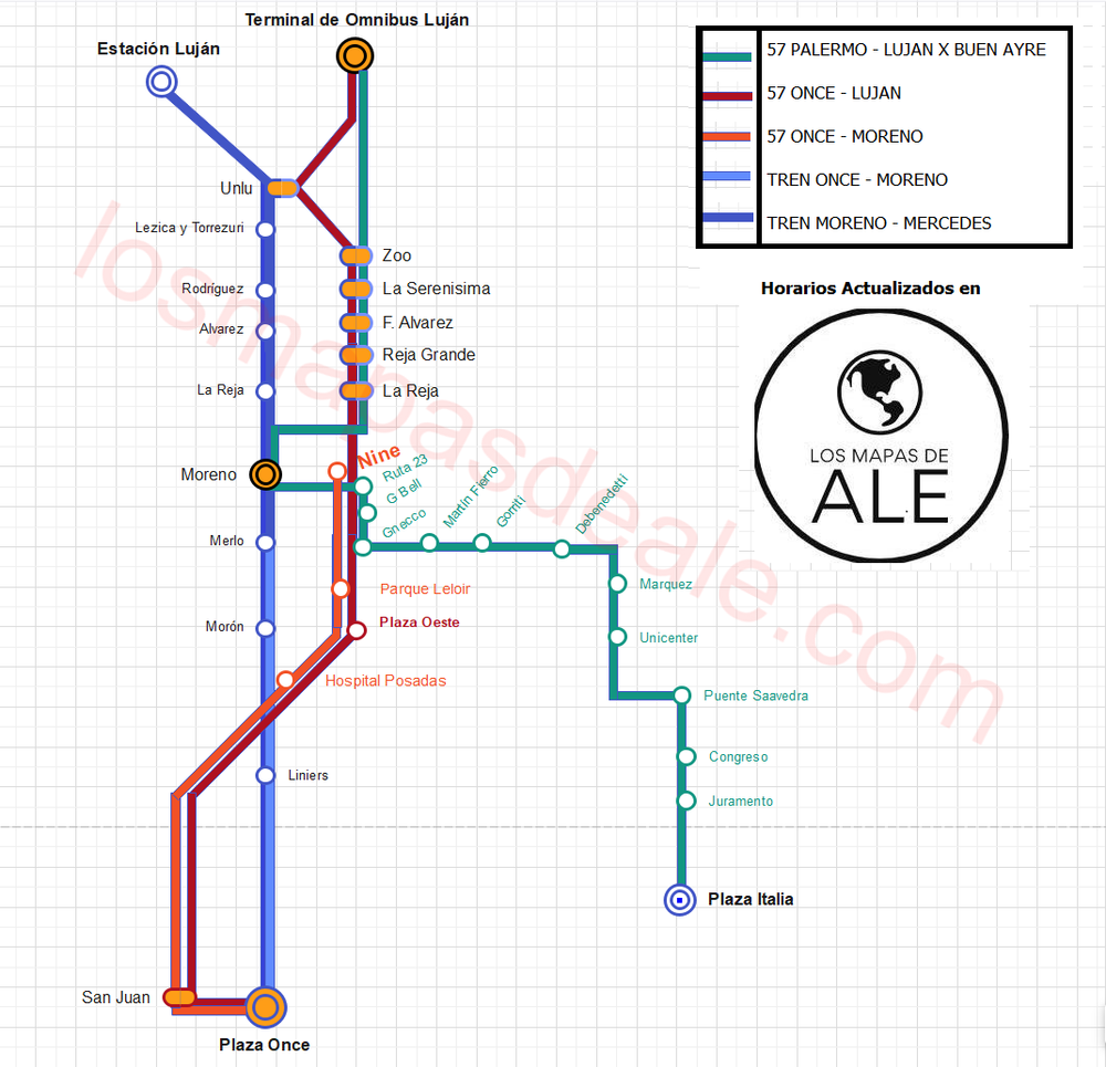La Lujanera: Horarios y Recorrido del 57 Once - Luján. — Los Mapas de Ale
